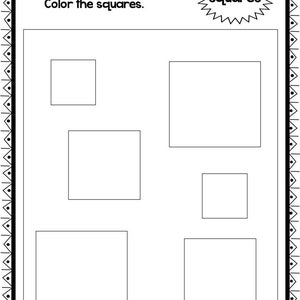 12 Color the Shapes Preschool and Kindergarten Worksheets. Child Math ...