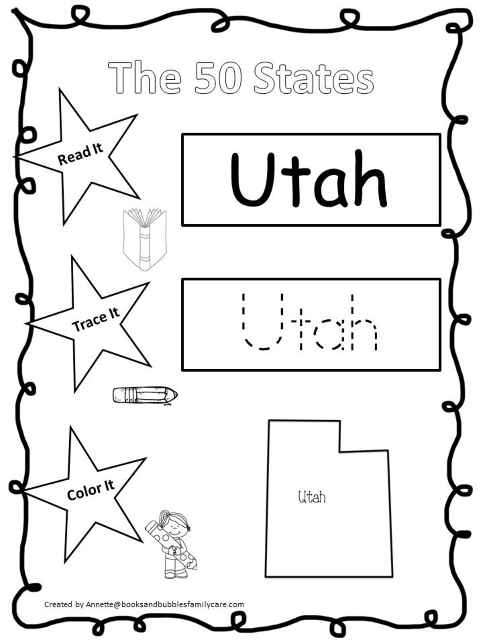 The 50 States Read It, Trace It, Color It Geography Worksheets ...