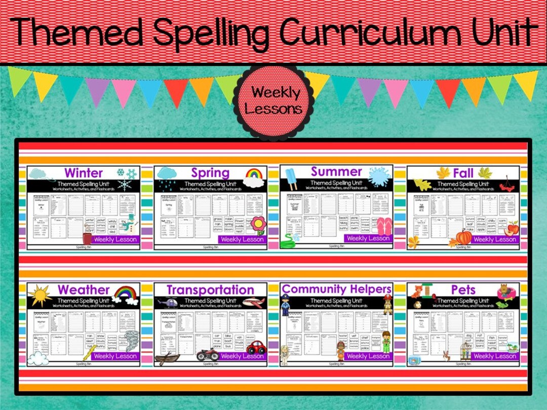 Themed Spelling Curriculum Unit. 60 Weekly Lessons. Prints 900 Pages ...