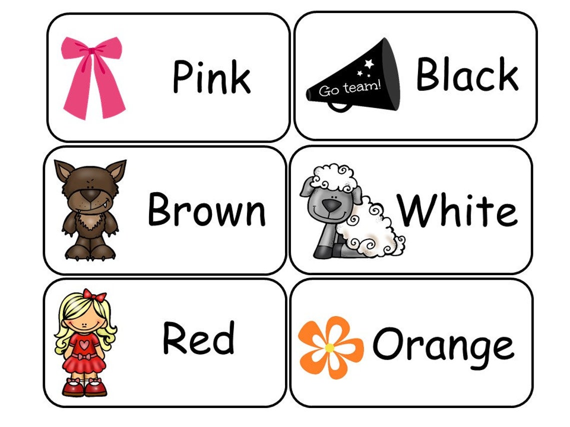 20 Printable Colors Flashcards. Preschool-3rd Grade - Etsy