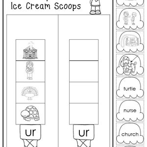 10 Printable R-controlled Vowel Words Ice Cream Worksheets ...