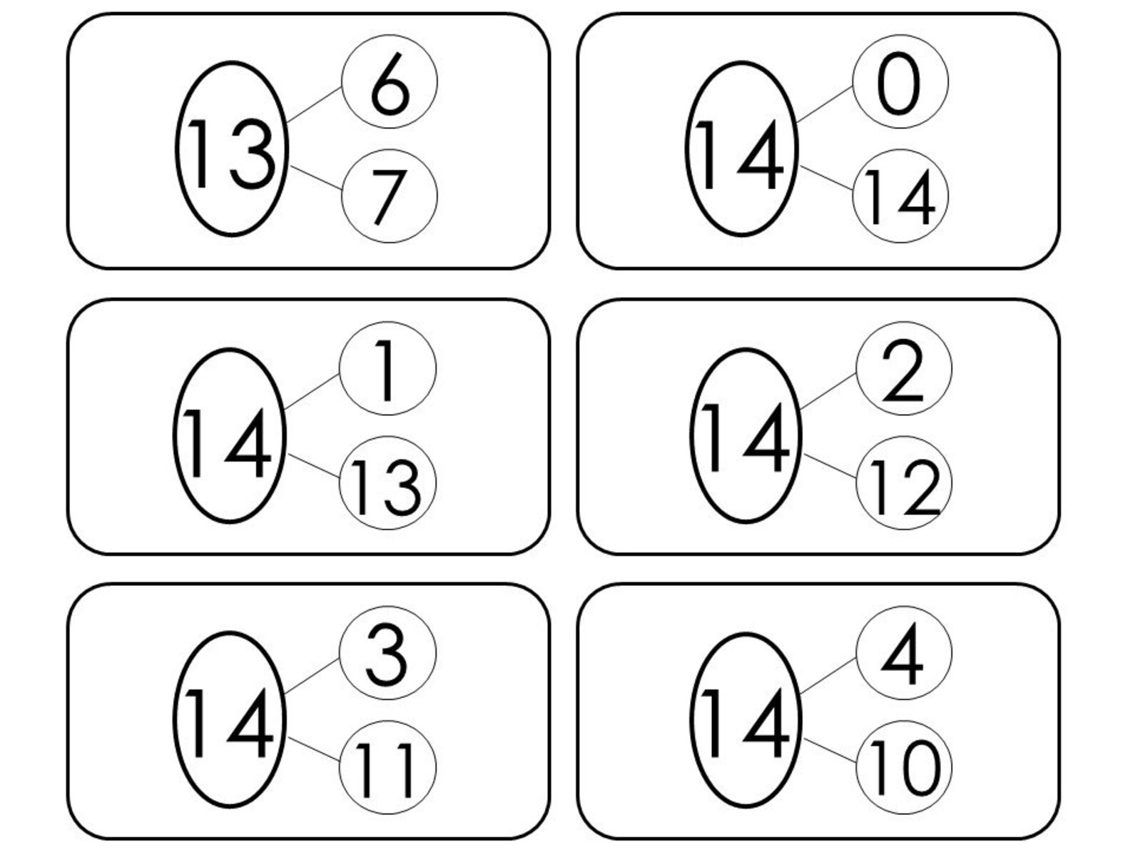 120 Printable Number Bond Flashcards. Numbers 1-20. Preschool | Etsy