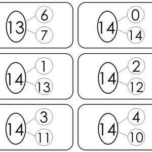 120 Printable Number Bond Flashcards. Numbers 1-20. Preschool Thru ...