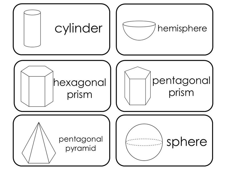 29 Printable 2D and 3D Shapes Flashcards. Preschool-3rd Grade Math ...