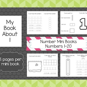 20 Number Mini Books Printable Worksheets in a ZIP File. Preschool-1st ...
