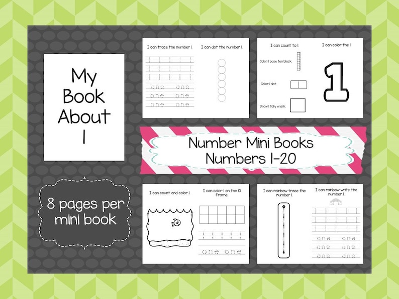 20 Number Mini Books Printable Worksheets in a ZIP File. Preschool-1st ...