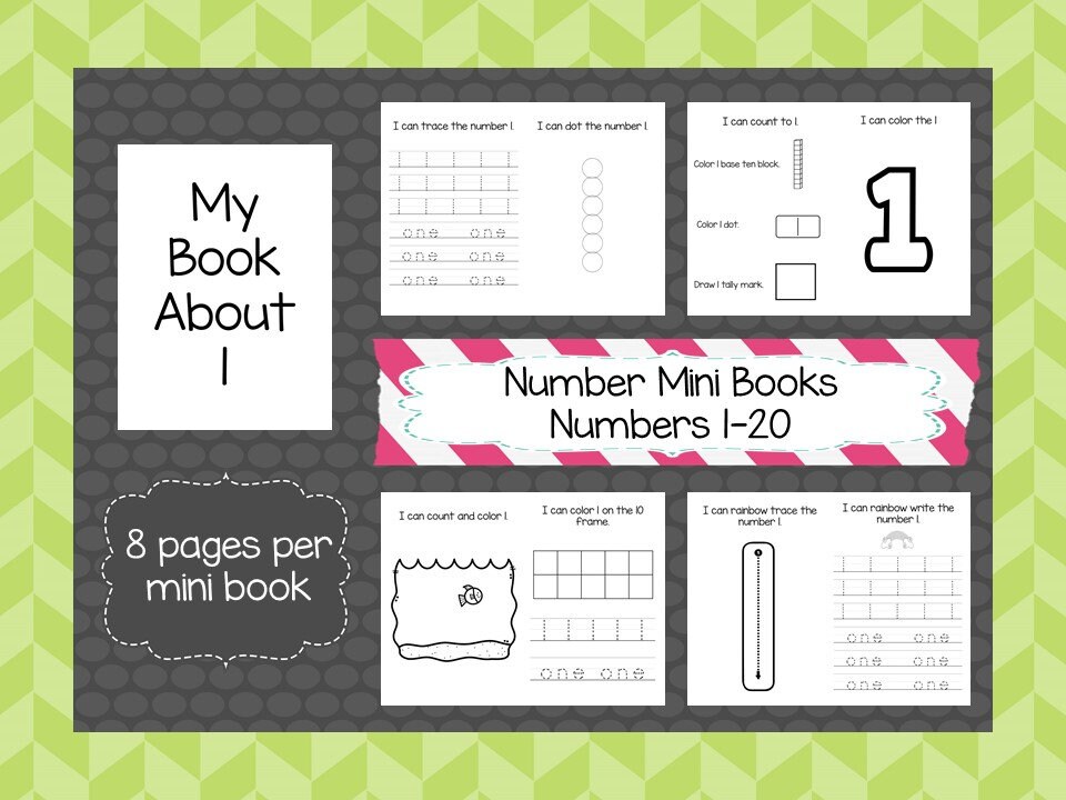 20 Number Mini Books Printable Worksheets in a ZIP file. | Etsy