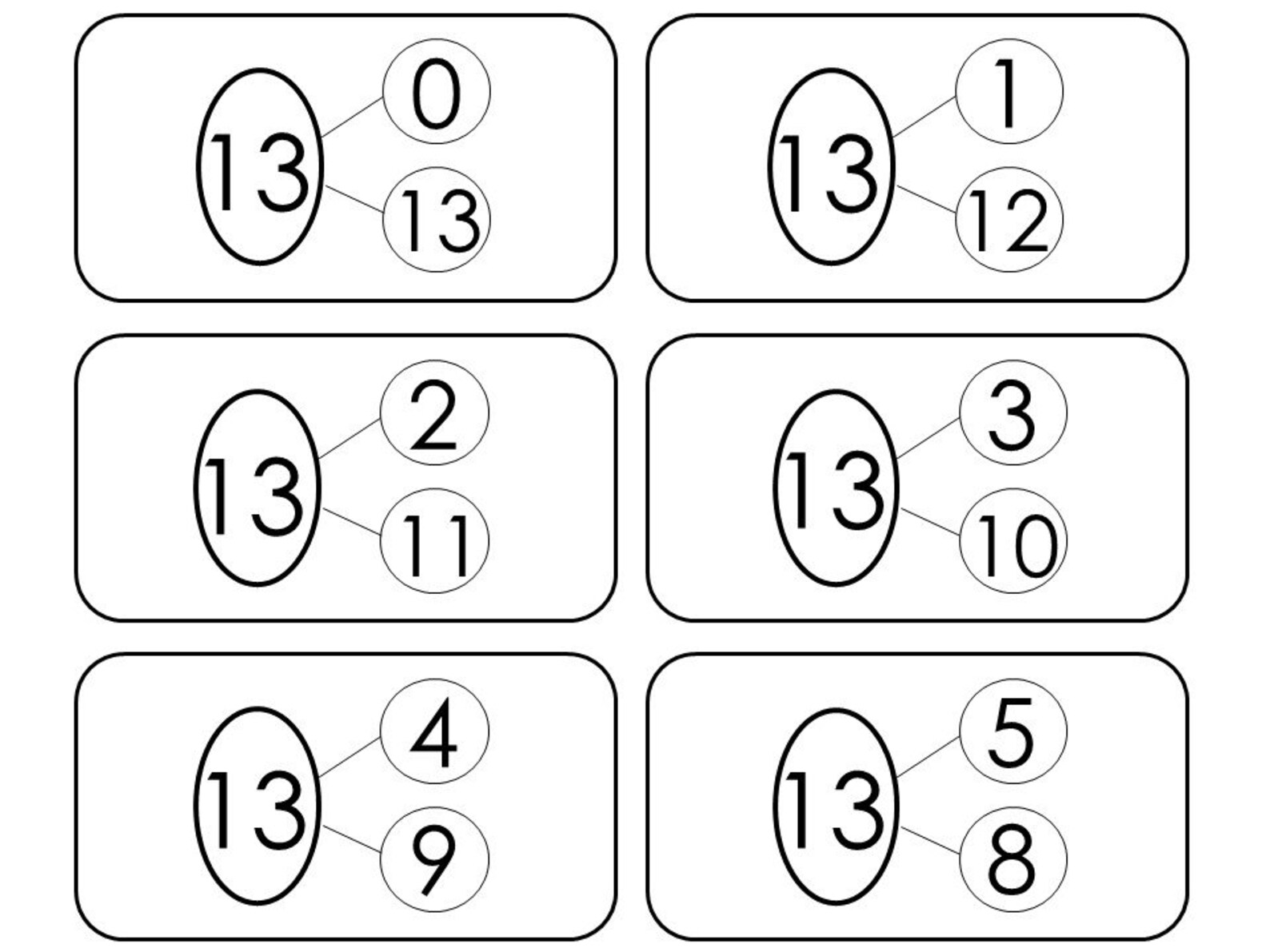 120 Printable Number Bond Flashcards. Numbers 1-20. Preschool | Etsy