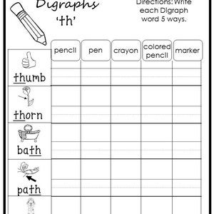 10 Printable 5 Ways to Write Digraphs Worksheets. Kindergarten-2nd ...