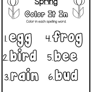 Kindergarten Spring Themed Words Spelling Unit. Single Week ...