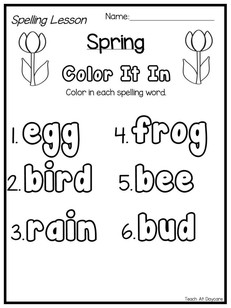 Kindergarten Spring Themed Words Spelling Unit. Single Week - Etsy