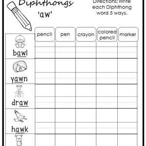10 Printable 5 Ways to Write Words With Diphthongs Worksheets ...