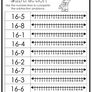 15 Printable Number Line Subtracting Worksheets. Numbers 1-20 ...