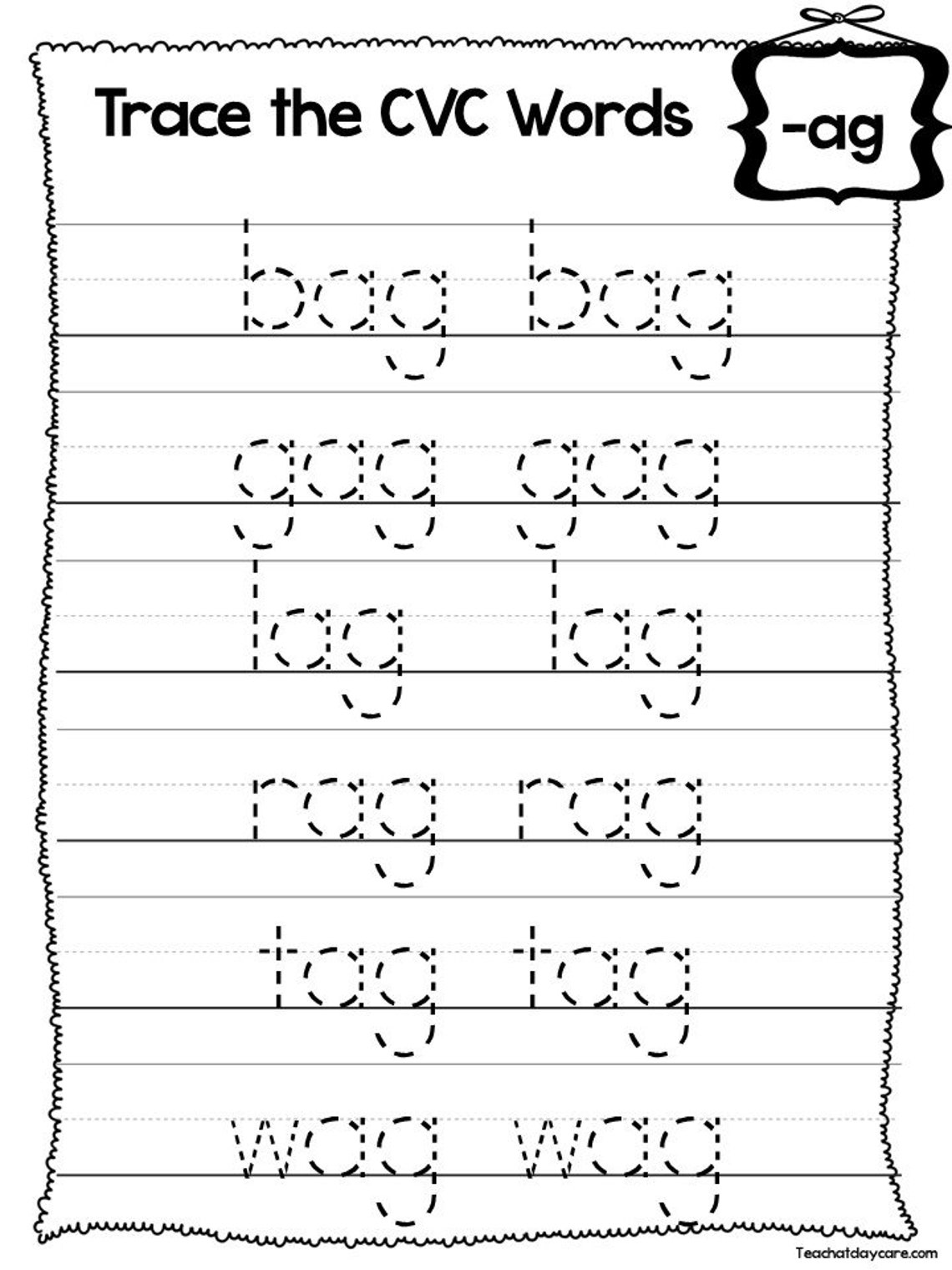 27 Printable Trace the CVC Word Worksheets. Preschool Phonics | Etsy