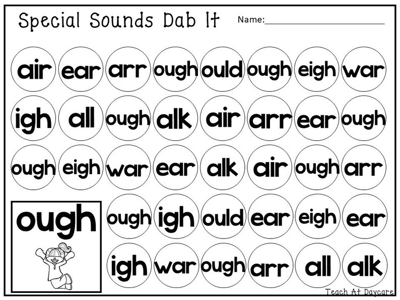 10 Printable Special Sounds Dab It Worksheets. 1st-2nd Grade ELA ...