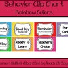 7 Rainbow Behavior Clip Chart Cards. Classroom Behavior Management ...