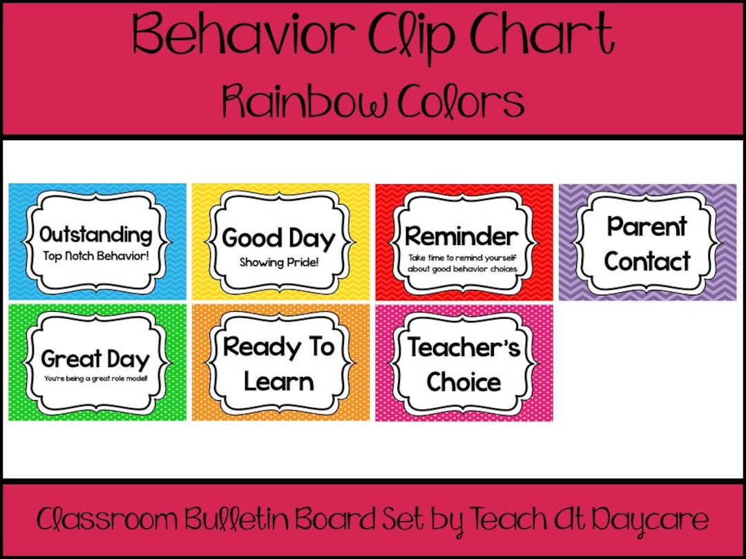 7 Rainbow Behavior Clip Chart Cards. Classroom Behavior Management ...