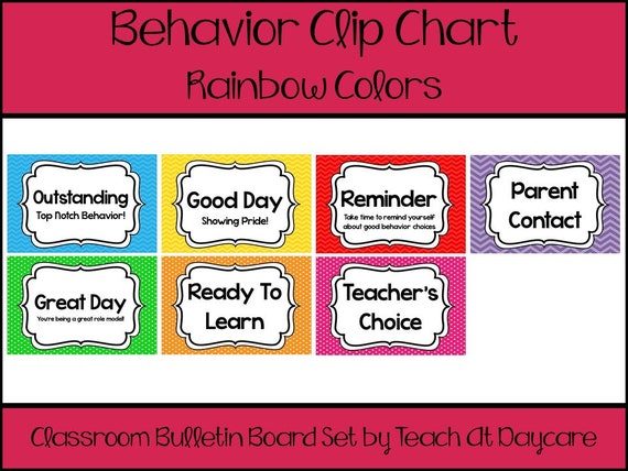 7 Rainbow Behavior Clip Chart Cards. Classroom Behavior | Etsy