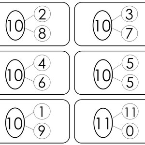 120 Printable Number Bond Flashcards. Numbers 1-20. Preschool Thru ...