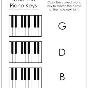 10 Color the Keys Worksheets. Beginning Music. Preschool-2nd Grade ...