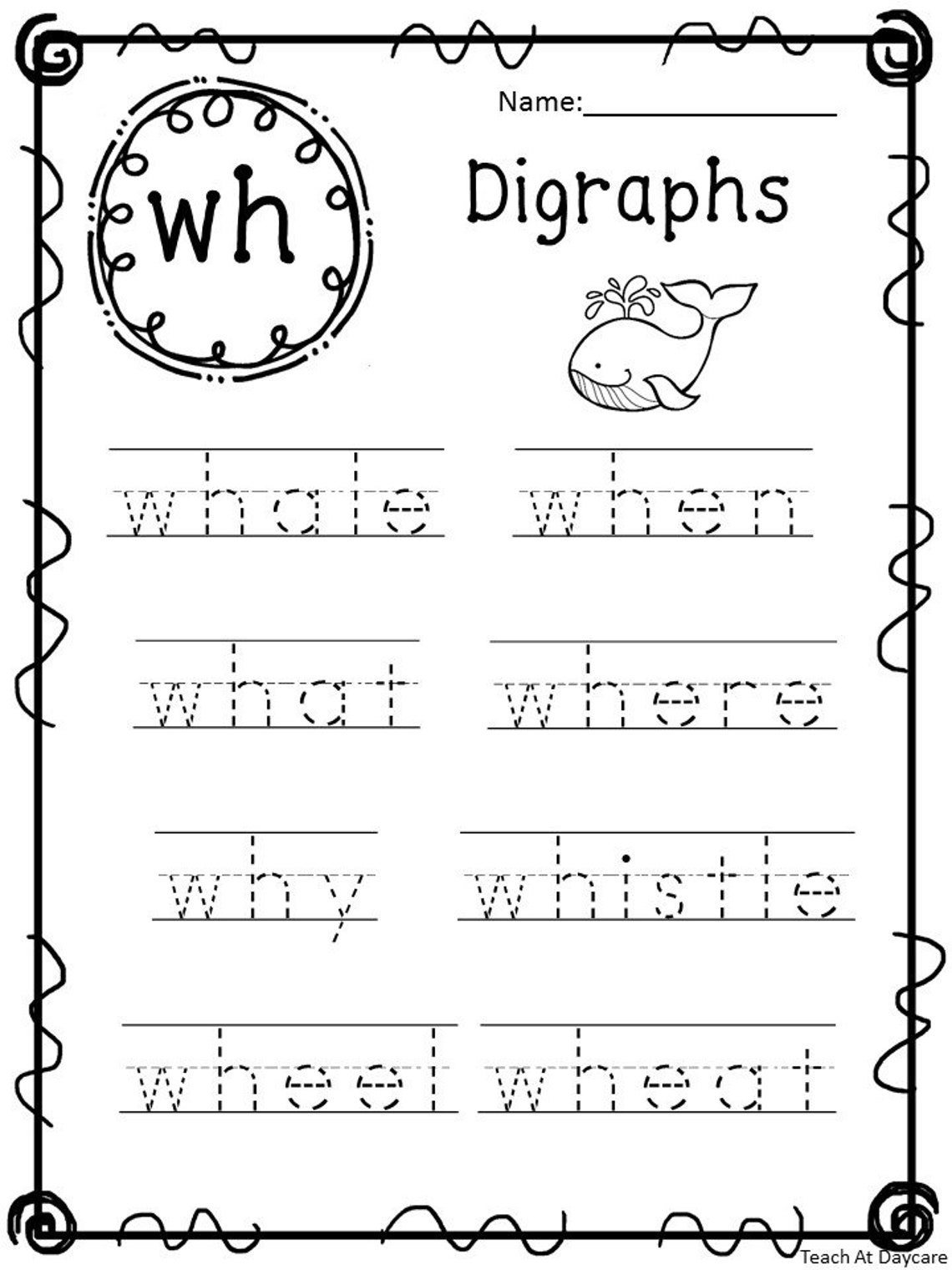 10 Printable Digraphs Trace the Word Worksheets. - Etsy