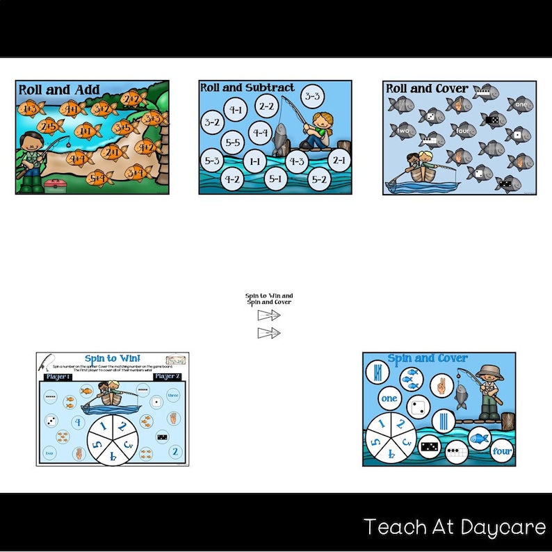10 Printable Gone Fishing Themed Kindergarten Math Center Games and ...