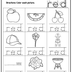 11 Color the Picture and Trace the Color Words Worksheets. Preschool ...