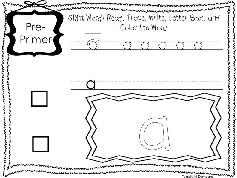 40 Printable Dolch Sight Word Worksheets, Pre-primer Handwriting ...