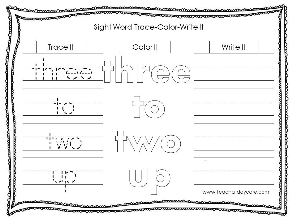 10 Printable Dolch Pre-primer Sight Words Trace It Color It | Etsy