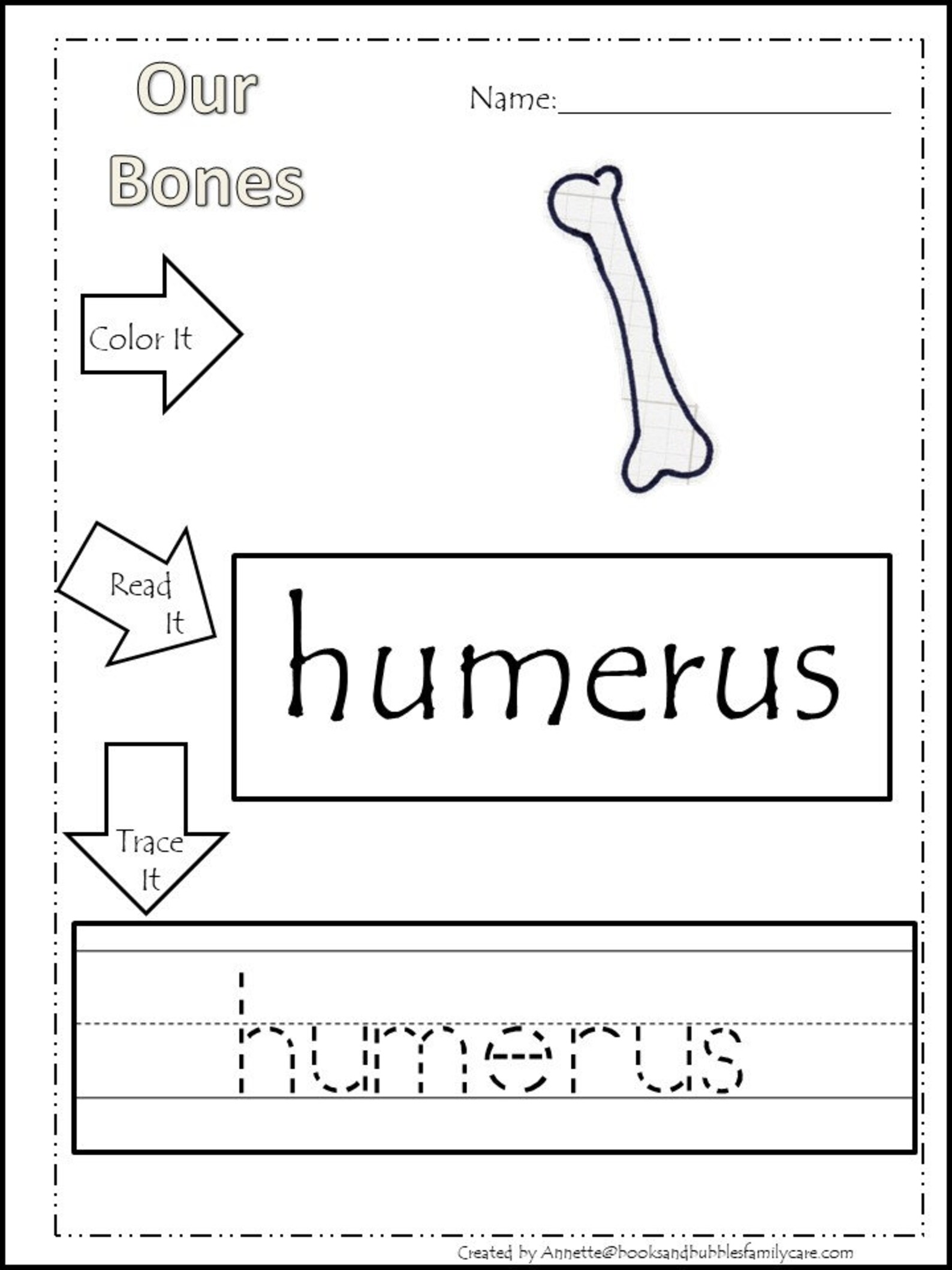 20 Our Bones Printable Worksheets. Color, Read, Trace. Preschool and ...