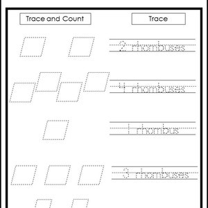 12 Count and Trace the Shapes Preschool and Kindergarten Worksheets ...
