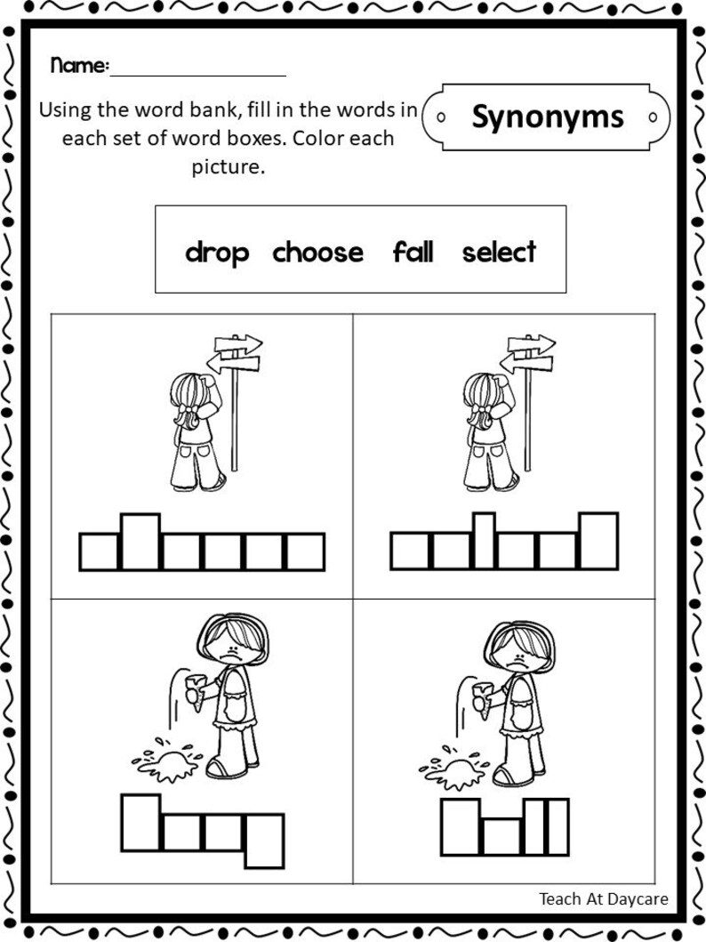 21 Printable Antonyms and Synonyms Box Write Worksheets. | Etsy