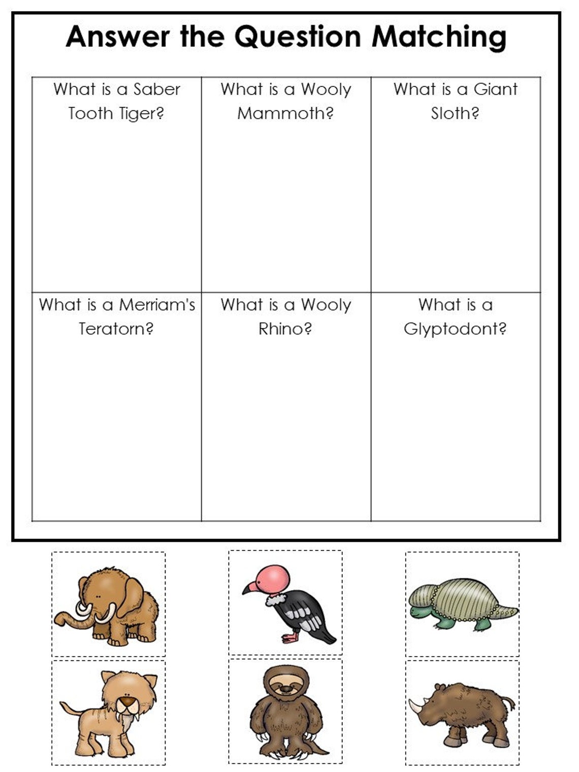 30 Printable Ice Age Animals Preschool Educational Games | Etsy