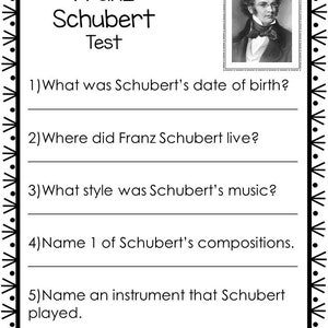 Franz Schubert Great Composer Unit. Music Appreciation. - Etsy