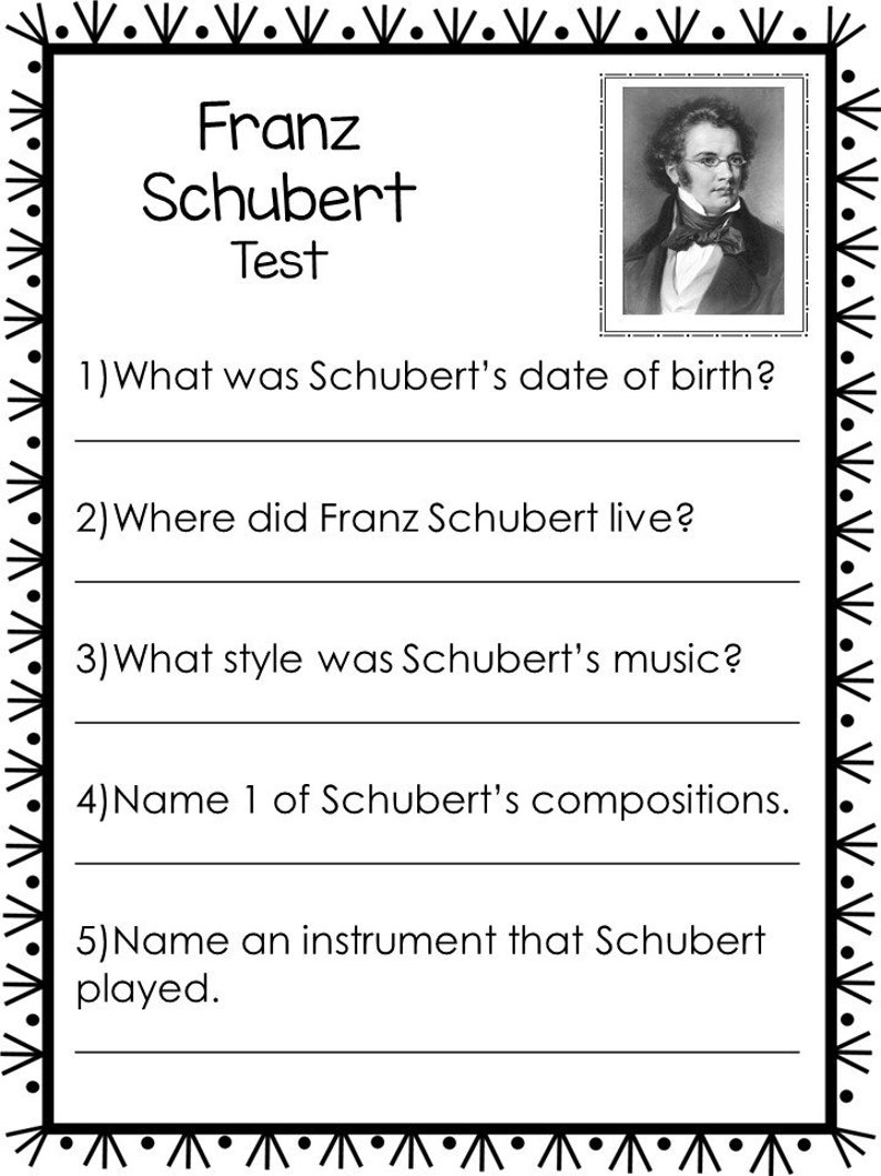 Franz Schubert Great Composer Unit. Music Appreciation. | Etsy