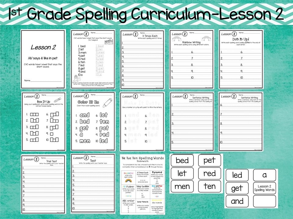 1st Grade Spelling Curriculum Unit. 38 Weekly Lessons. Prints 570 Pages ...