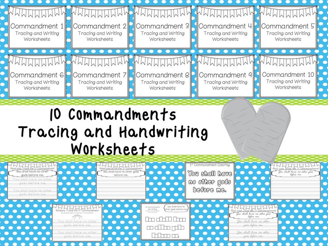 10 Commandments Tracing and Handwriting Worksheets. Preschool-5th Grade ...
