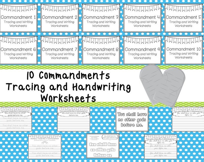 10 Commandments Tracing and Handwriting Worksheets. - Etsy