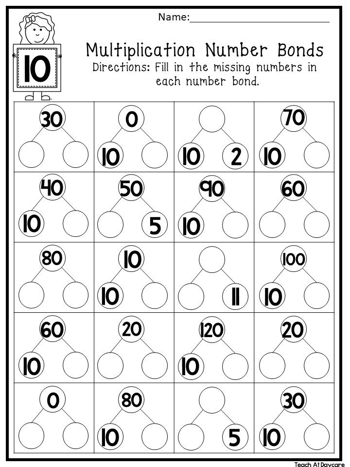 12 Printable Multiplication Number Bonds Worksheets. Numbers | Etsy
