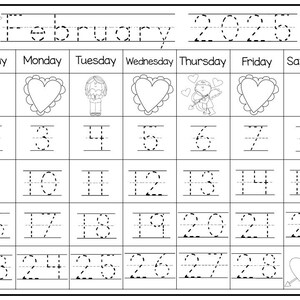 30 Tracing and Blank Themed 2025 Calendars. Preschool Handwriting and ...