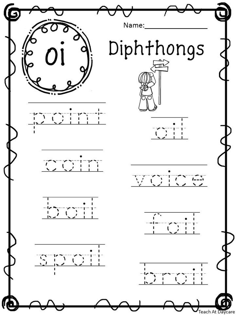 10 Printable Diphthongs Trace the Word Worksheets. - Etsy