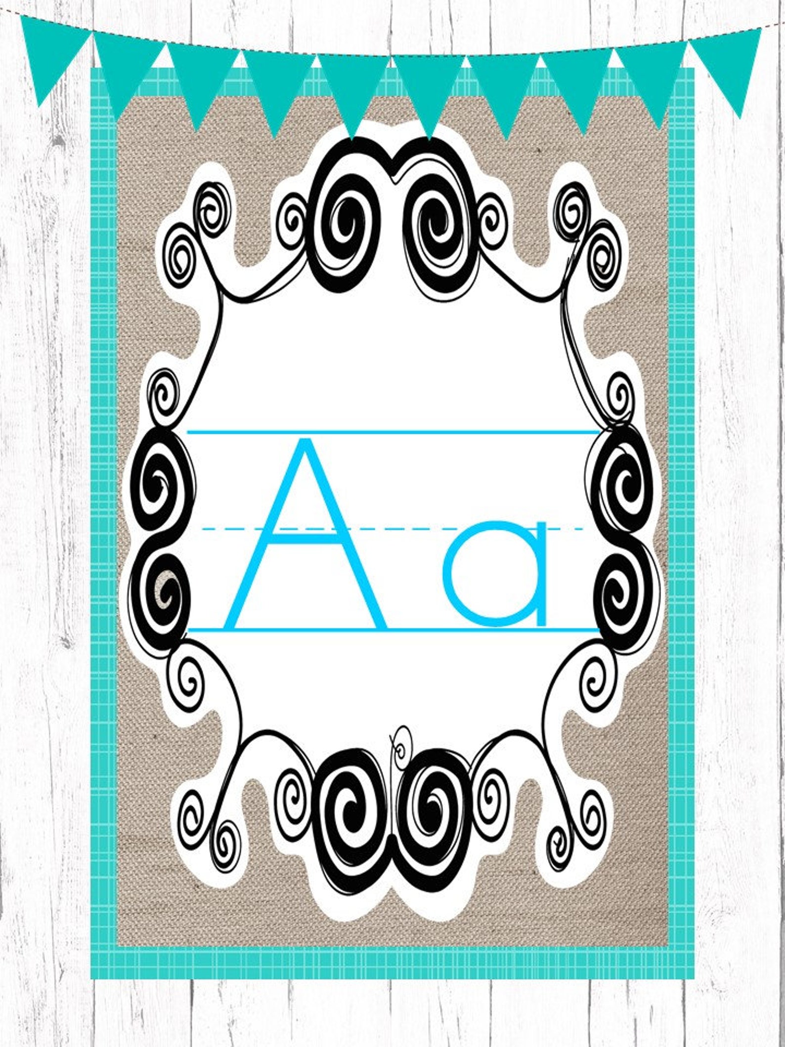 26 Printable Farmhouse and Teal Alphabet Posters. 8x10 Classroom ...