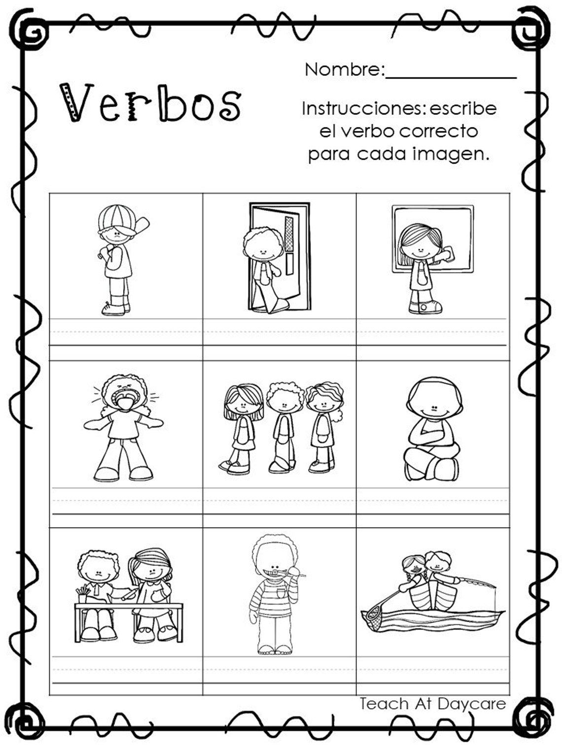 6 Printable Spanish Verbs Worksheets. - Etsy