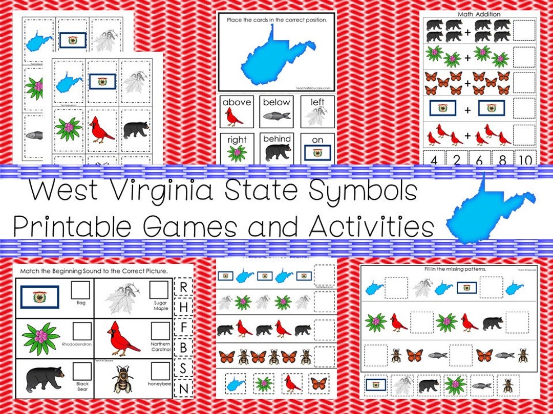30 West Virginia State Symbols Themed Learning Games Download. ZIP File ...