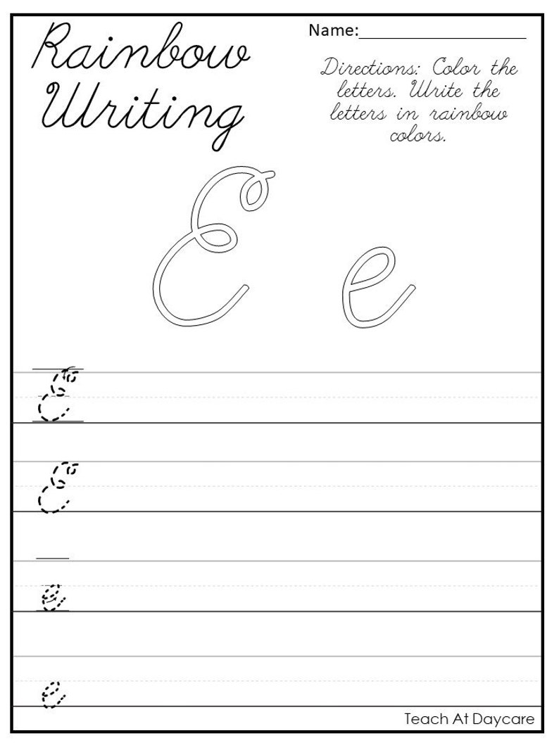 26 Printable Cursive Alphabet Rainbow Trace and Write the Letters ...