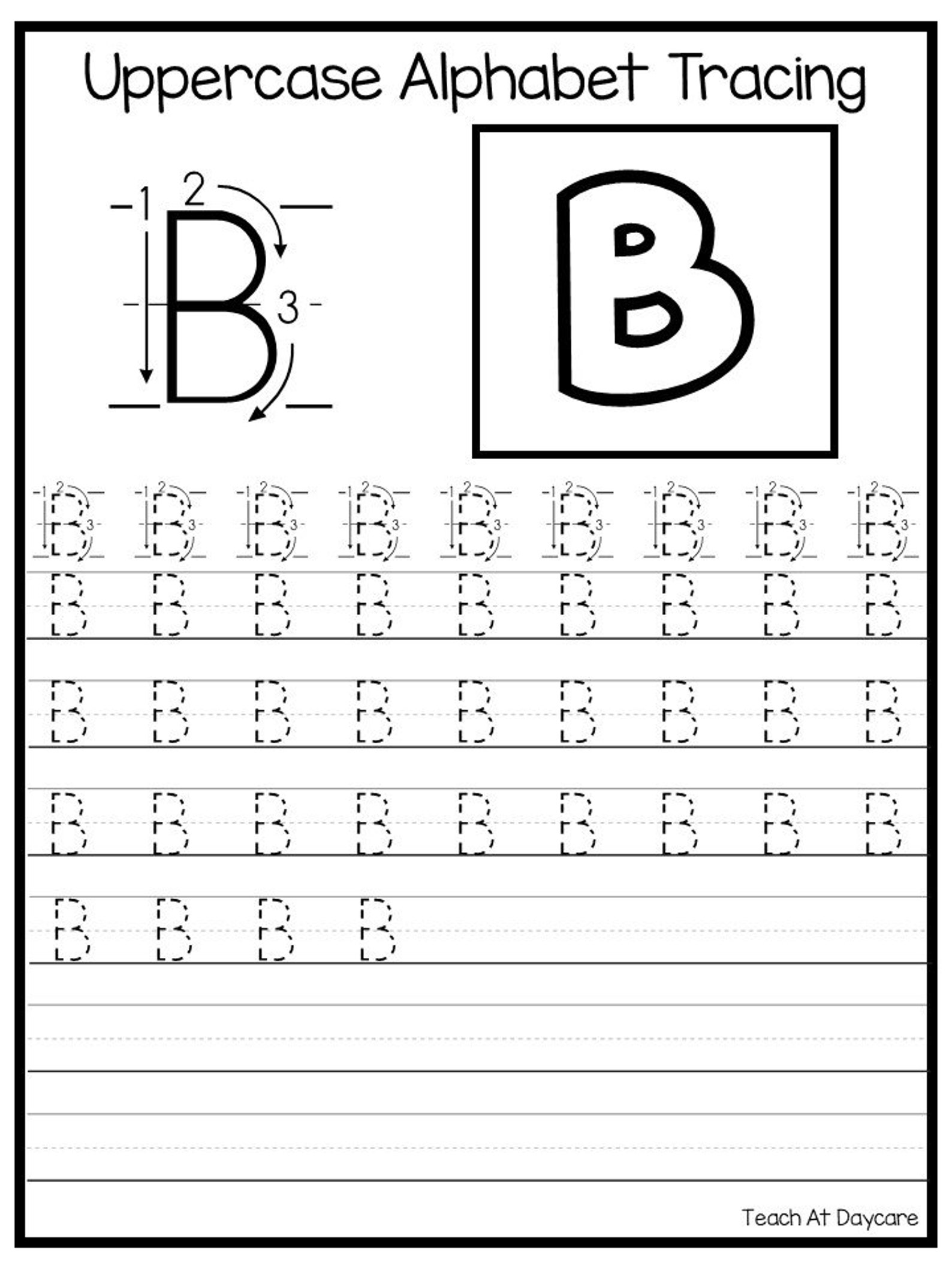 26 Printable Uppercase Alphabet Tracing Worksheets. Preschool ...