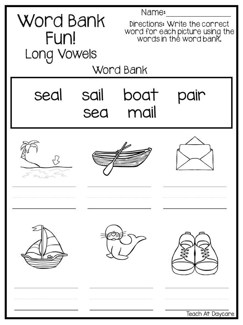 10 Printable Long Vowel Words Worksheets. 1st-2nd Grade ELA - Etsy