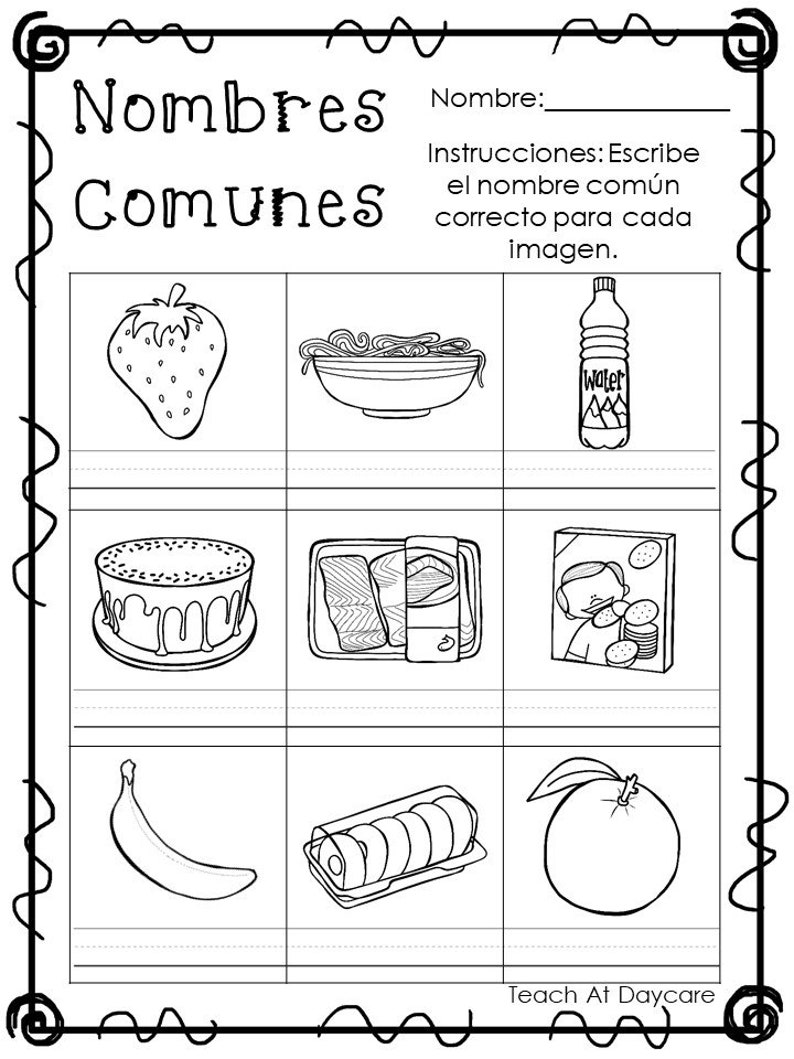 10 Printable Spanish Common Nouns Worksheets. ESL. ELA. | Etsy