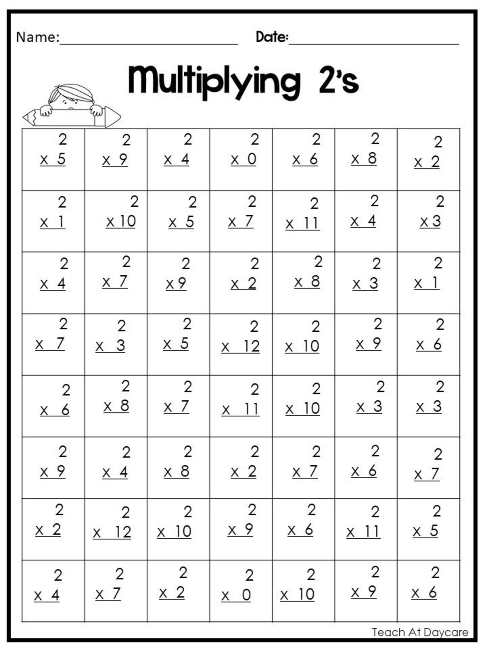 24 Printable Multiplying Practice Worksheets. Numbers 1-12. 1st-4th ...