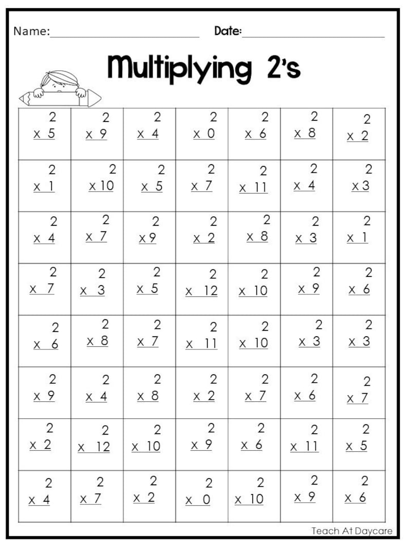 24 Printable Multiplying Practice Worksheets. Numbers 1-12. - Etsy